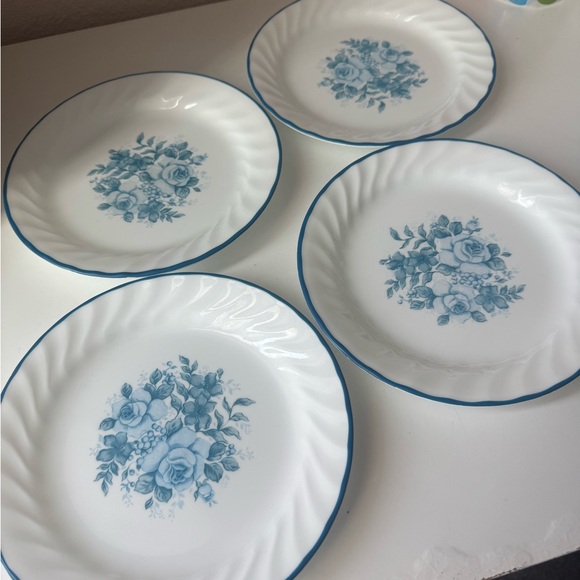 Corelle | Dining | Corelle Dinnerware With Blue Floral Pattern | Poshmark